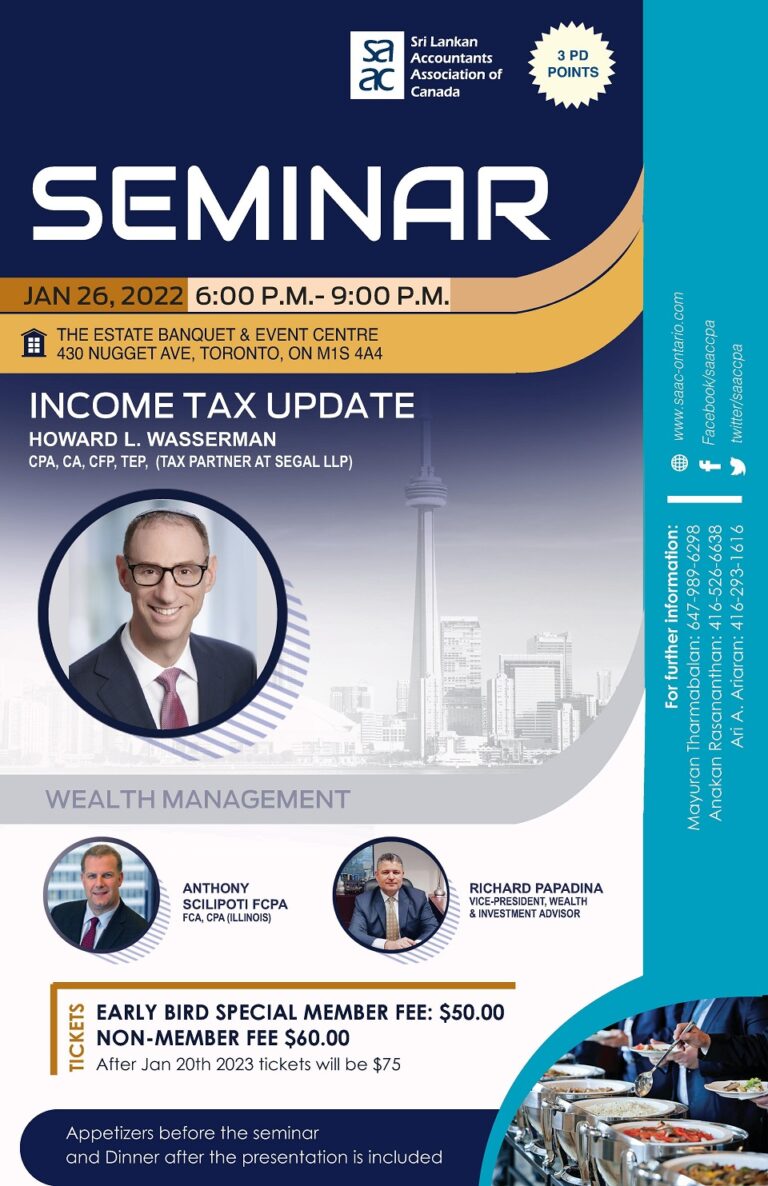 Income Tax update Seminar - SAAC - Toronto Tamil
